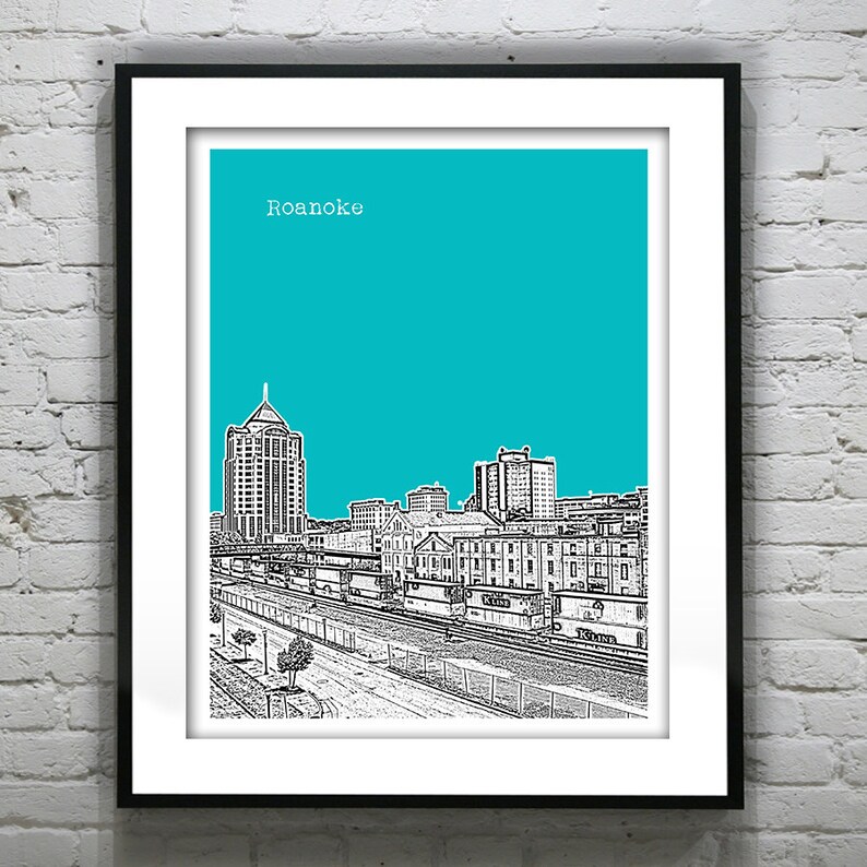 Roanoke Virginia Skyline Poster Art Print VA Item T2800 - Etsy