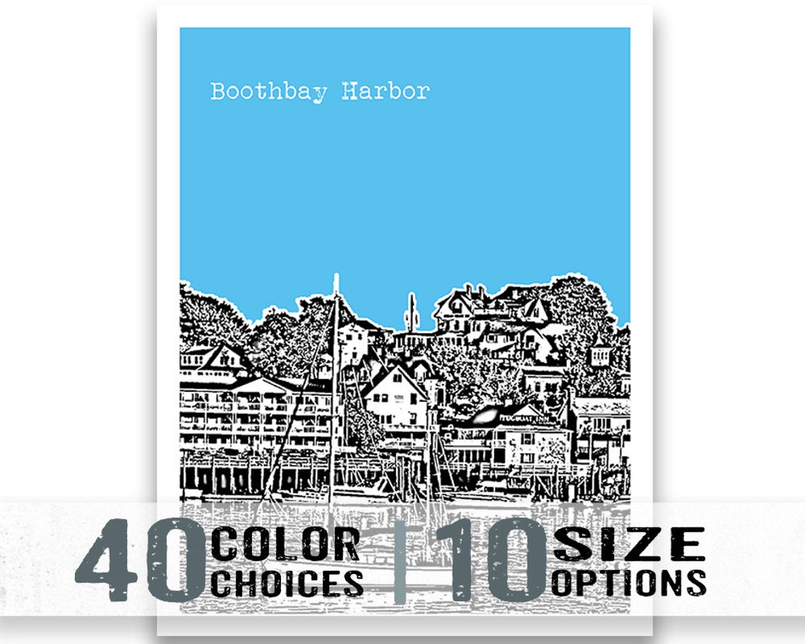 Boothbay Harbor Maine Skyline Poster Art Print Item T1521 - Etsy