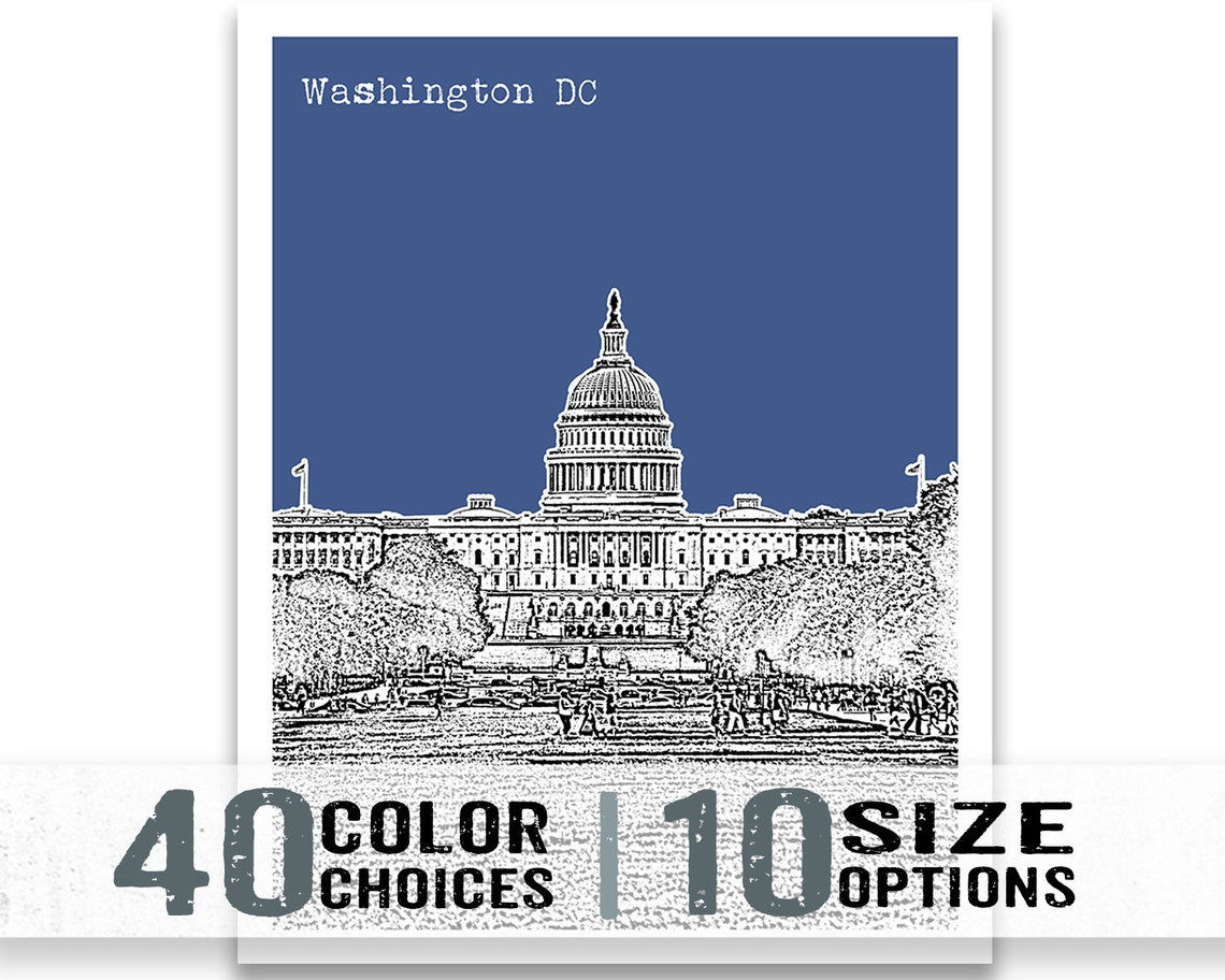 Washington DC Skyline Poster Art Print Capitol Building Item - Etsy