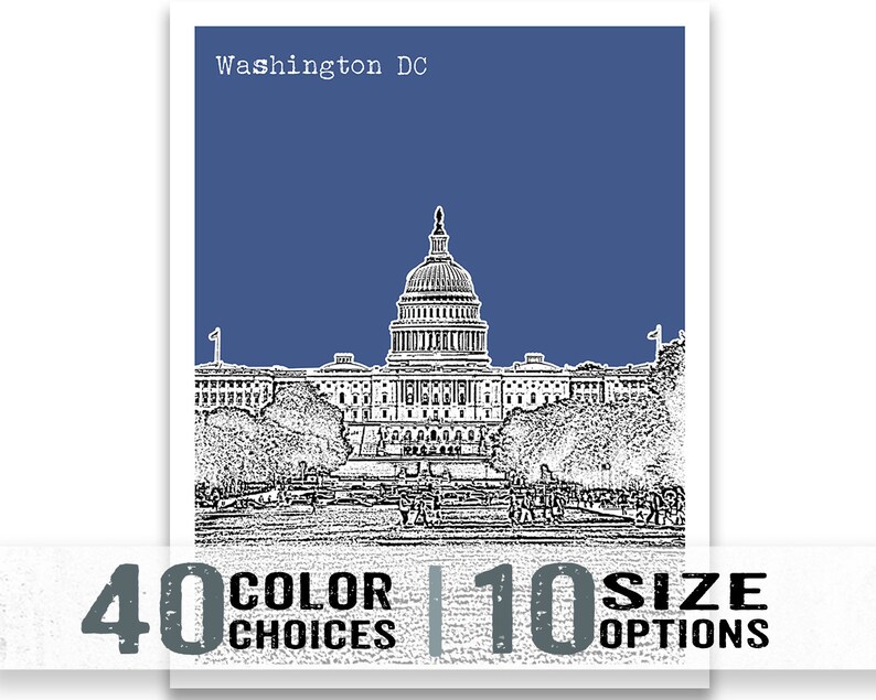 Washington DC Skyline Poster Art Print Capitol Building Item - Etsy