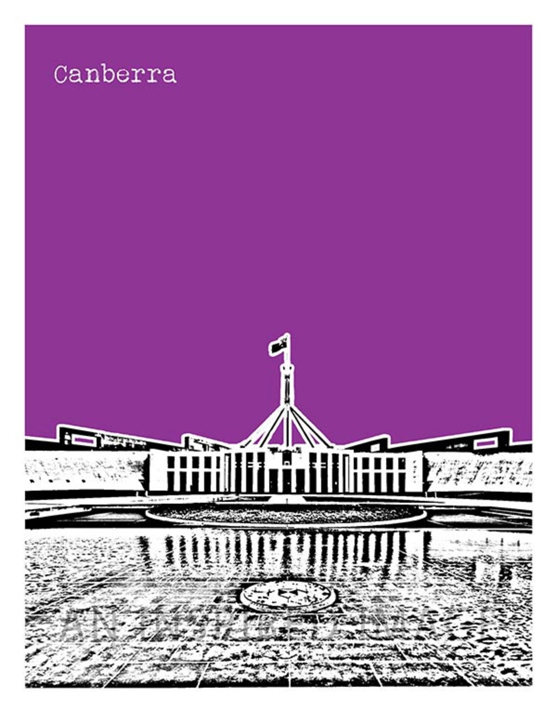 Canberra Australia Poster Art Skyline Print Australian Capital Building ...