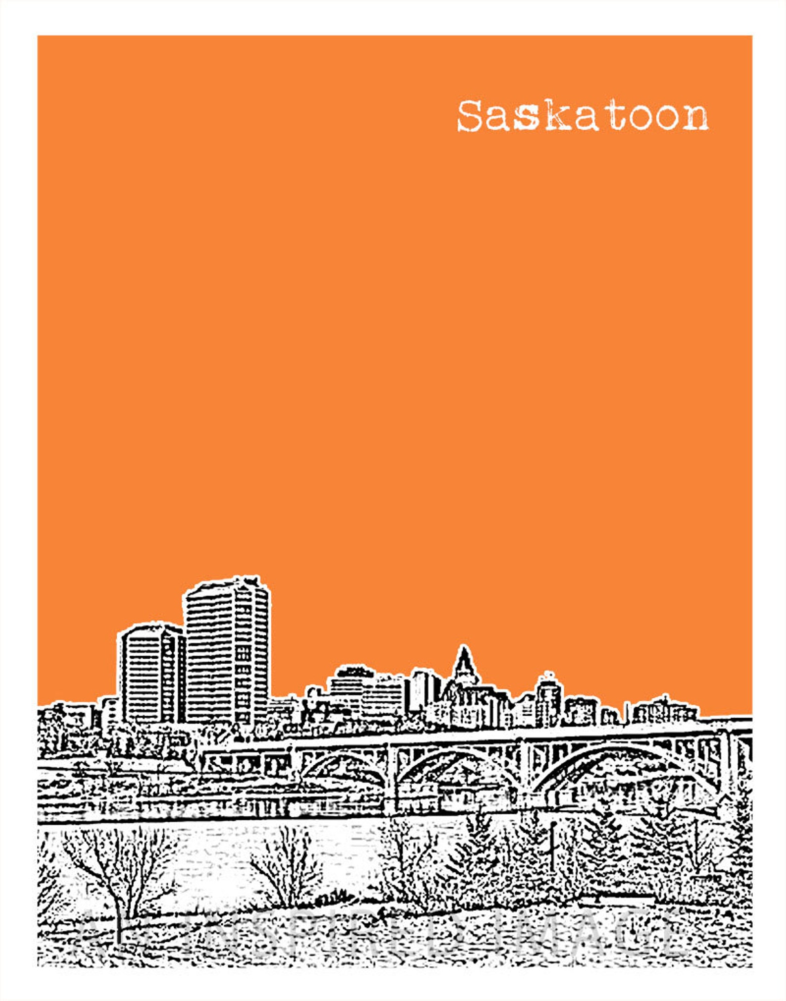 Saskatoon Canada Skyline Poster Art Print - Etsy