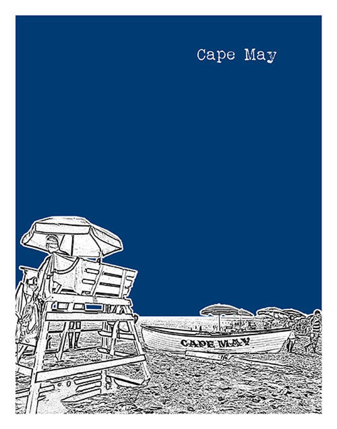 Cape May New Jersey Poster Print Art NJ Shore Skyline Item T2180 - Etsy