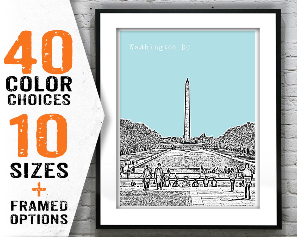 Washington DC Poster Art Skyline Print Washington Monument | Etsy