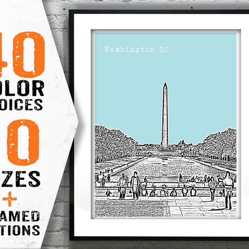 Washington DC Poster Art Skyline Print Washington Monument - Etsy