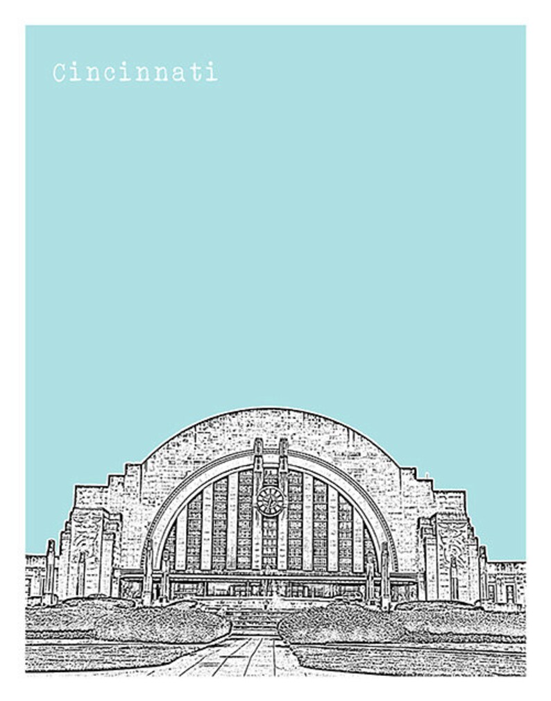 Cincinnati Poster Art Print Ohio OH Cincinnati Union Terminal Building ...