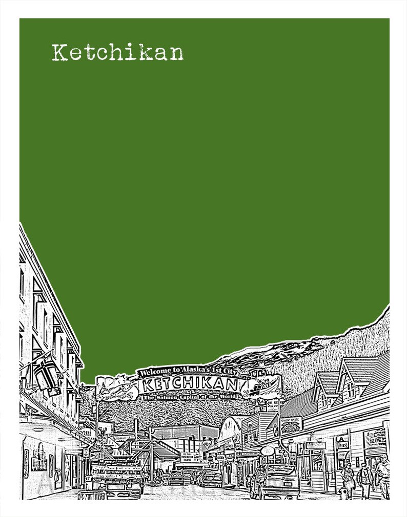 Ketchikan Alaska Skyline Poster Art Print | Etsy