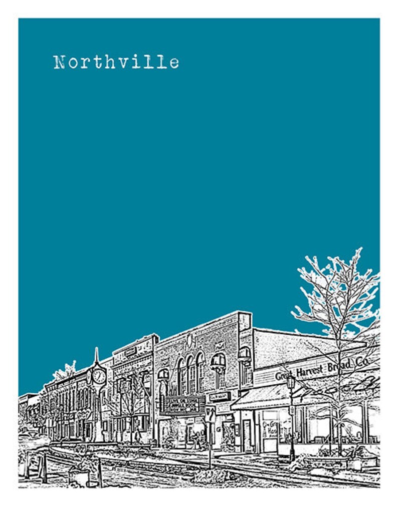 Northville Michigan City Skyline Poster City Art Print MI Item T2904 - Etsy