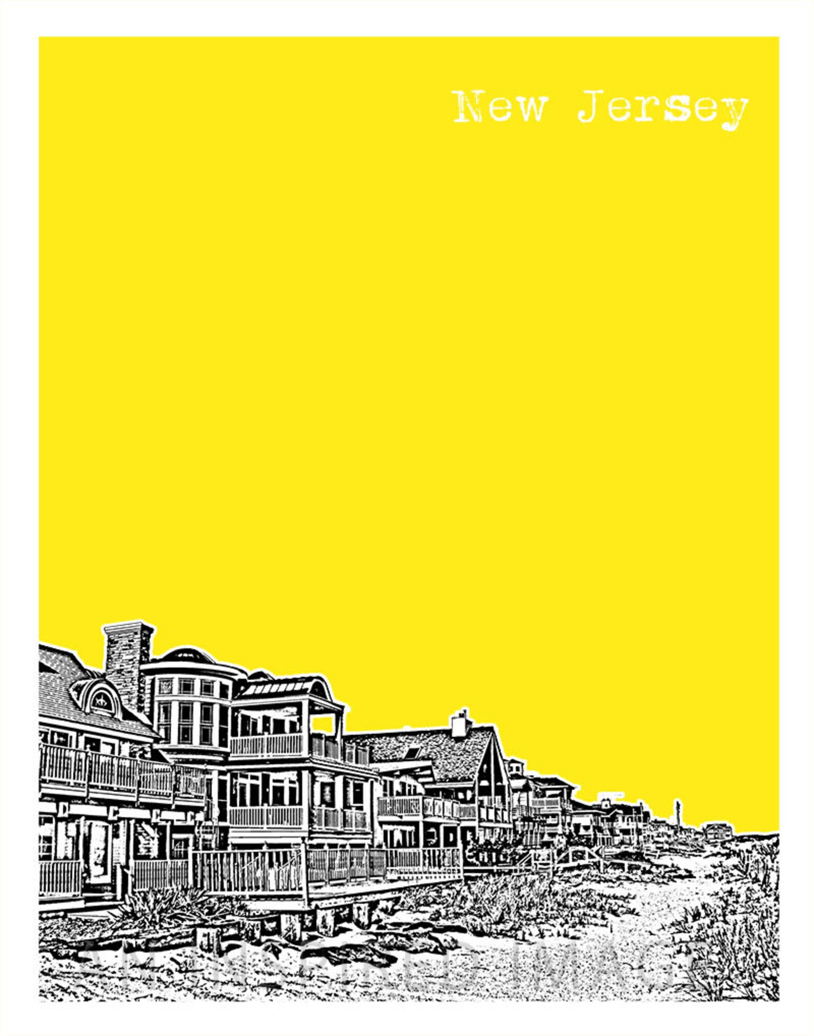 New Jersey Shore Poster Print Art NJ Skyline Jersey Shore | Etsy