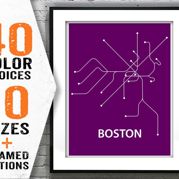 Boston Subway Map - Etsy