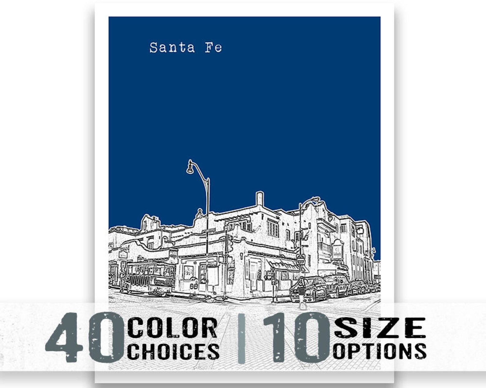 Santa Fe New Mexico Skyline Art Print Poster NM Item T1400 - Etsy