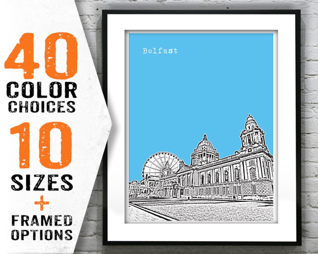 Belfast Poster Art Print Skyline Northern Ireland Béal Feirste Item ...