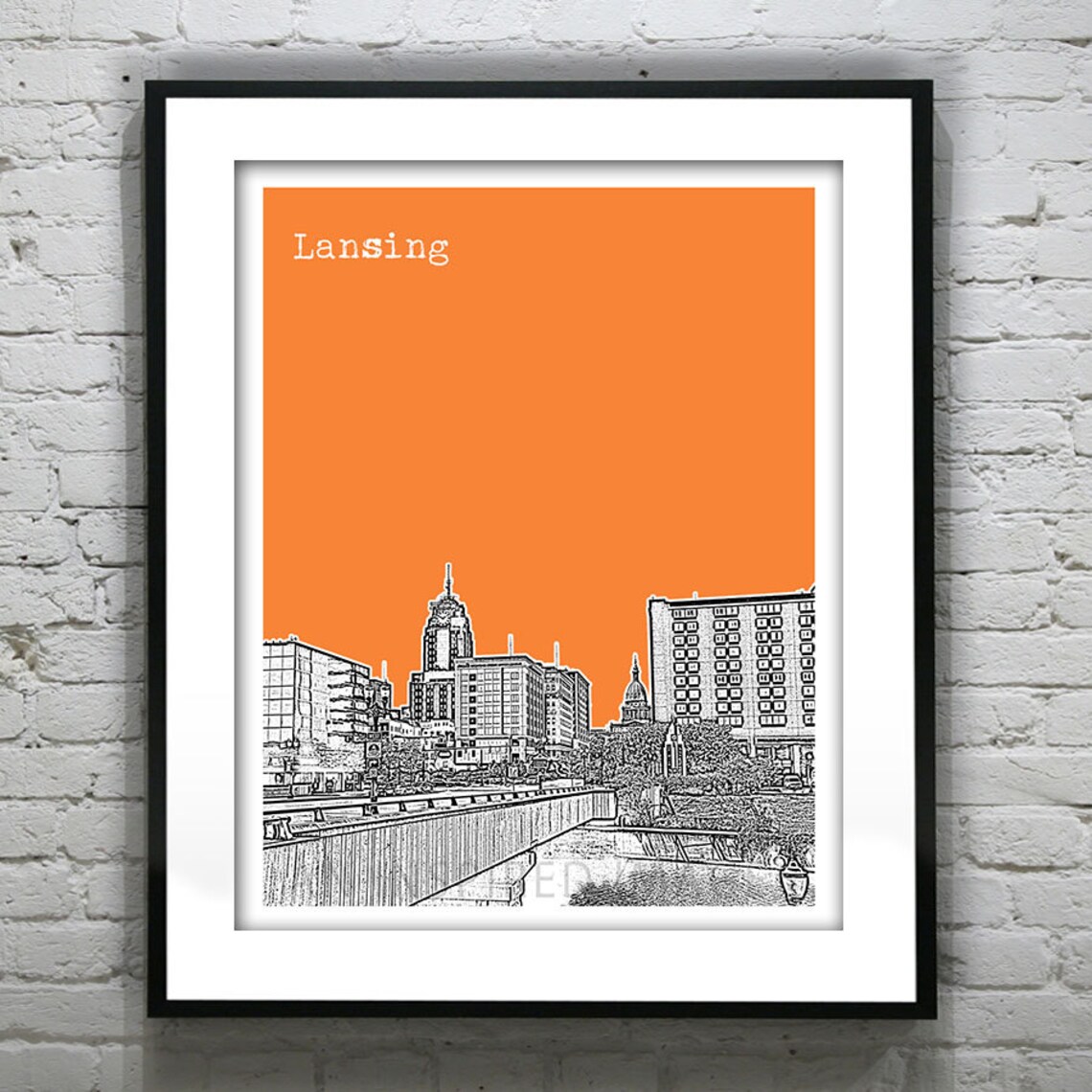 Lansing Michigan Skyline Poster City Art Print MI Version 1 - Etsy