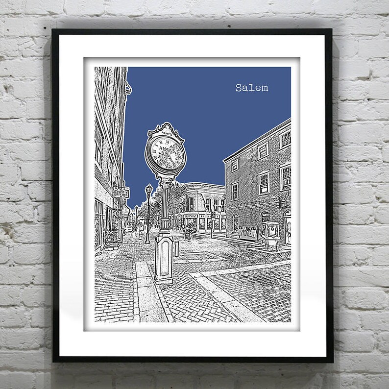 Salem Massachusetts Skyline Poster Art Print MA Version 3 - Etsy