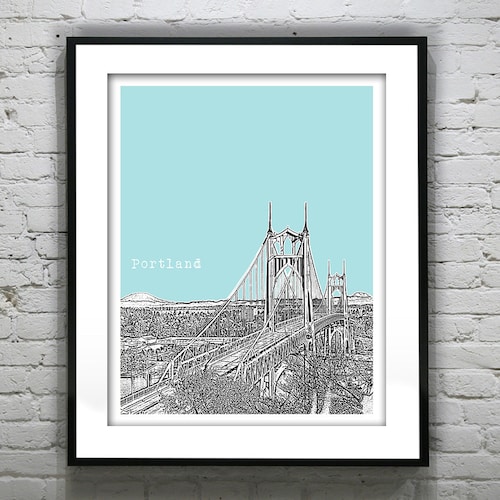 Portland Oregon Skyline Poster Art Print Oregon OR St. - Etsy