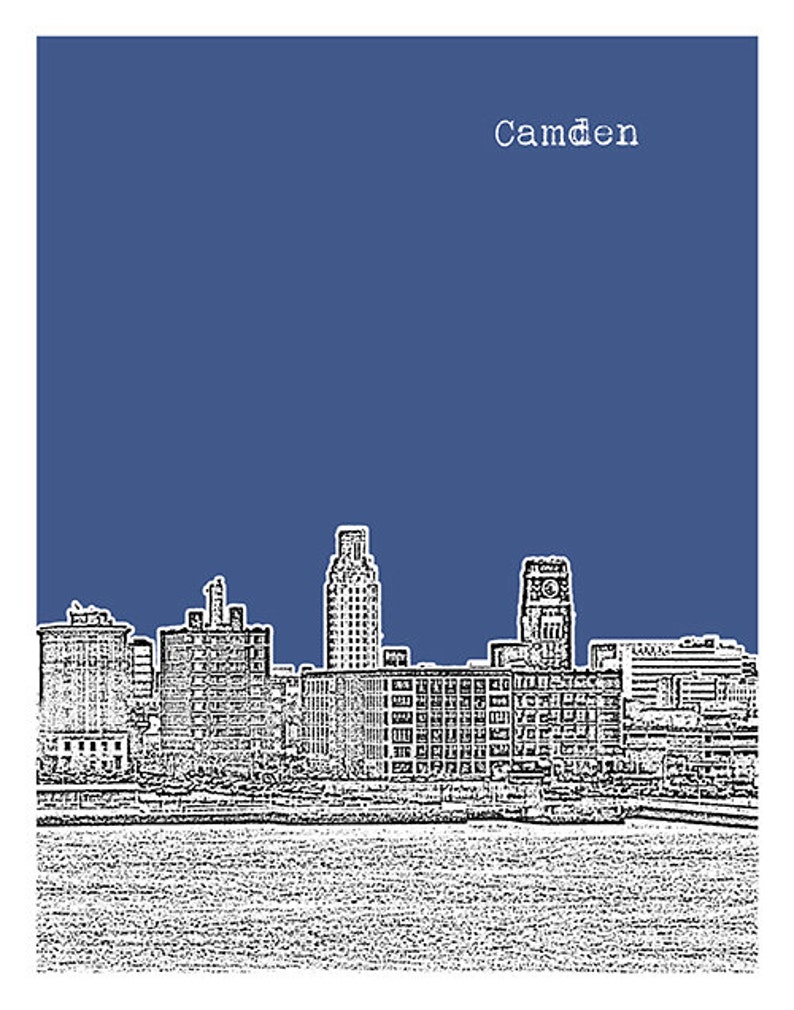 Camden New Jersey Shore Poster Print Art NJ Skyline Item T2179 - Etsy
