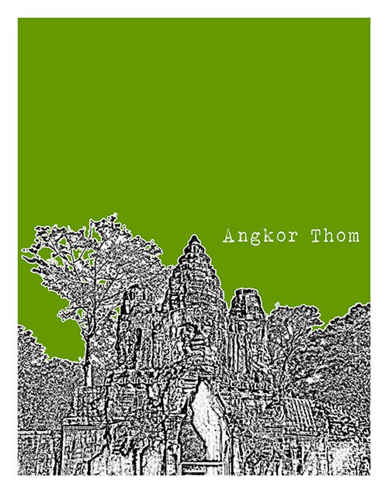 Angkor Thom Cambodia Poster Print Skyline Travel Art Asia - Etsy