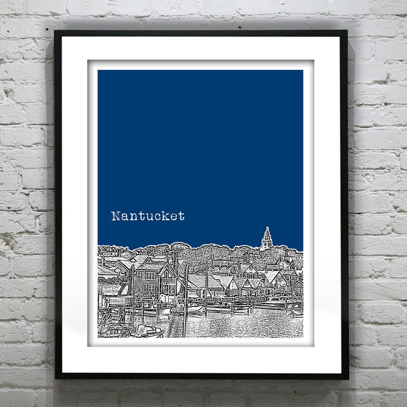 Nantucket MA Skyline Poster Art Print Massachusetts Boats Item T2460 - Etsy