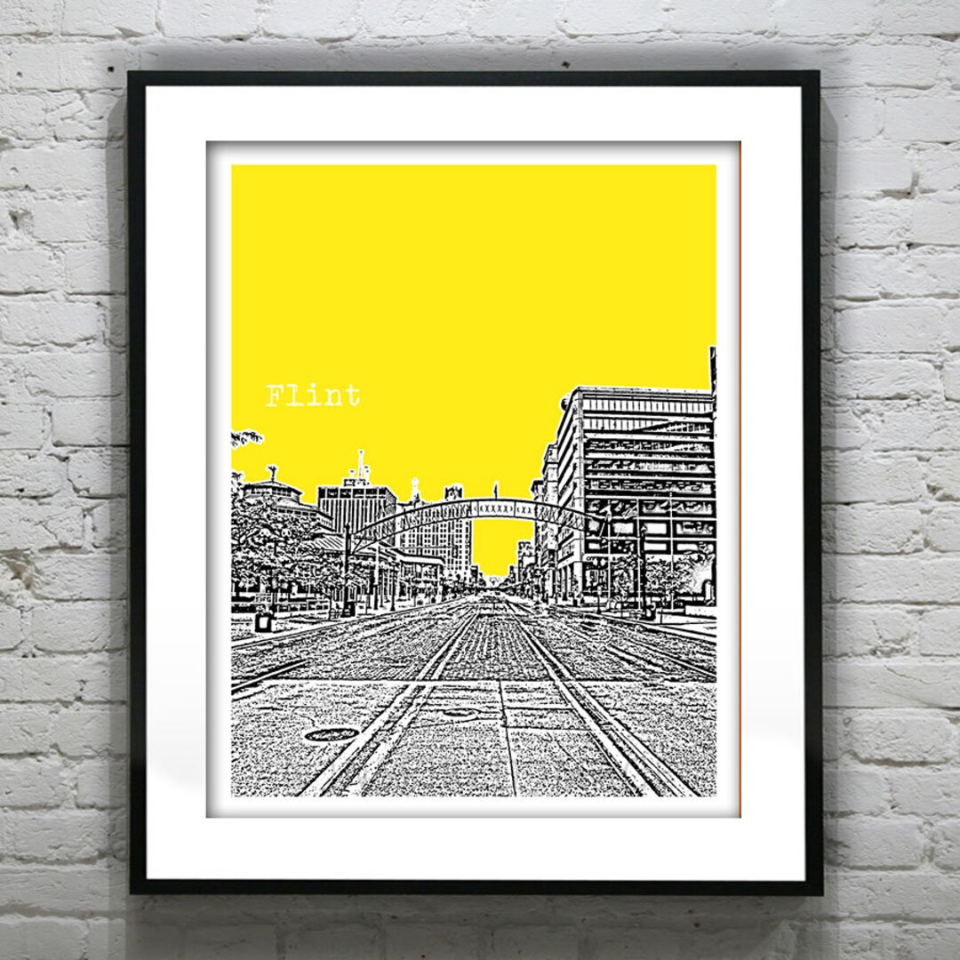 Flint Michigan Skyline Poster City Art Print Item T4416 - Etsy