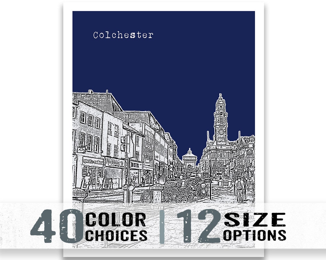 Colchester England Skyline Poster Art Print UK Item T2621 - Etsy