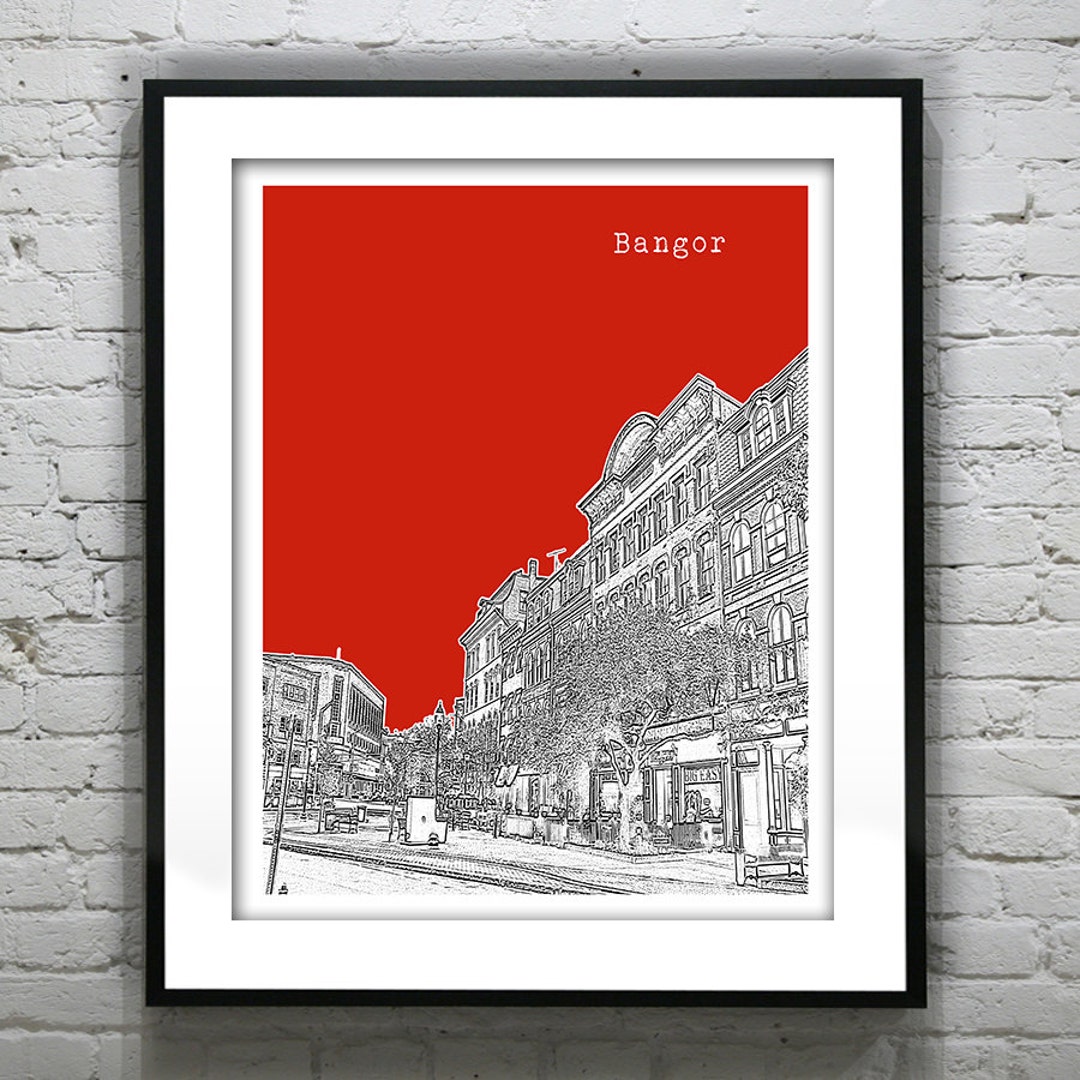 Bangor Maine Skyline Poster Art Print Version 2 - Etsy
