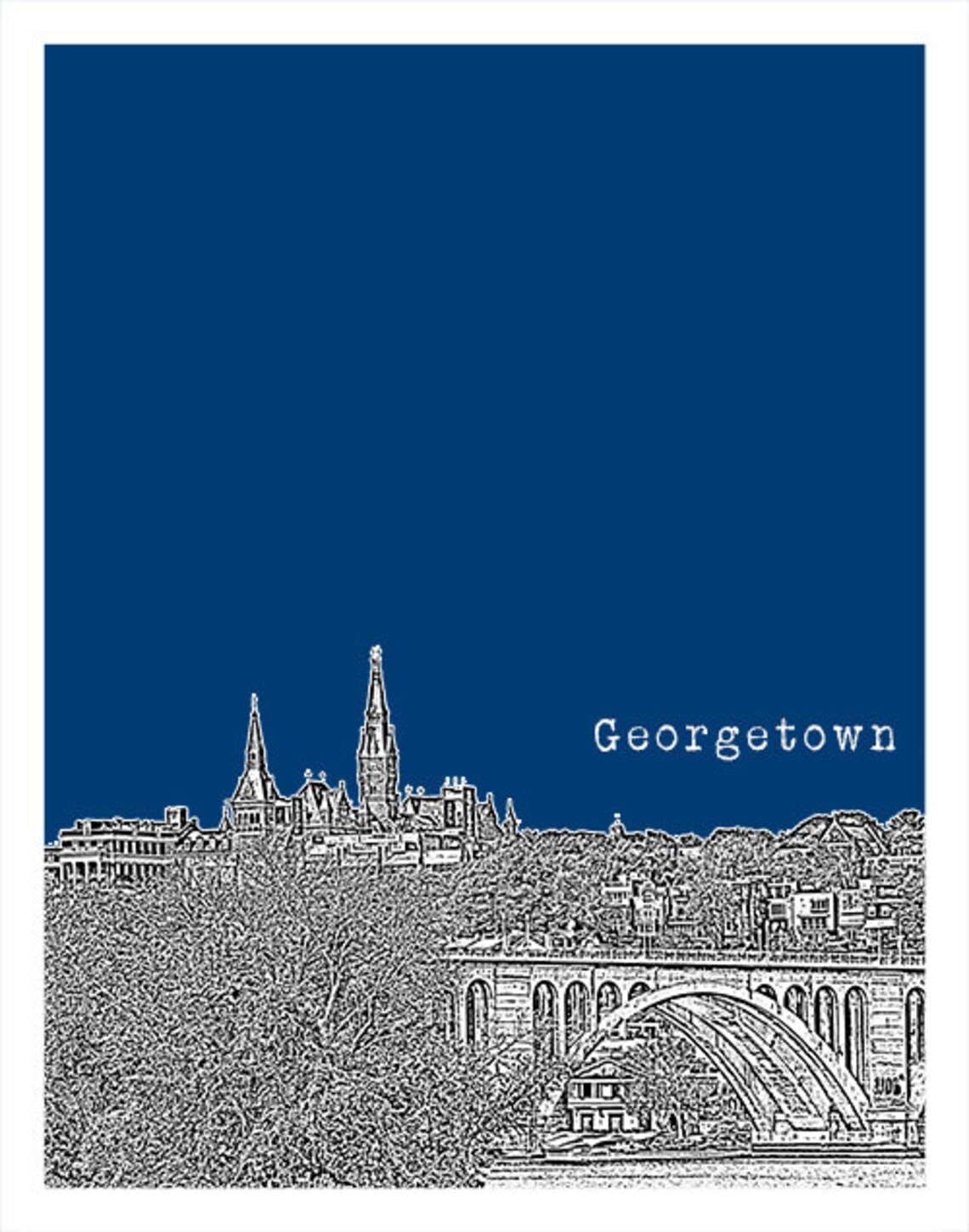 Georgetown Washington DC Skyline Poster Art Print Item T2452 - Etsy