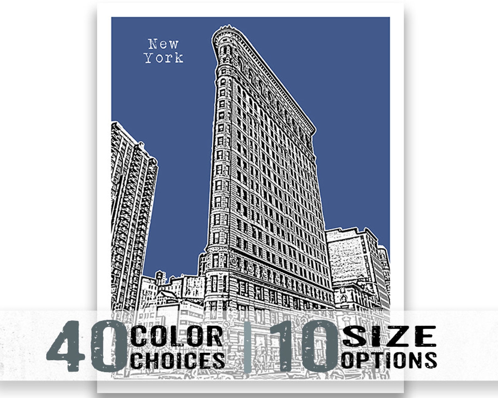 New York City Flatiron Building Skyline Poster Art Print - Etsy