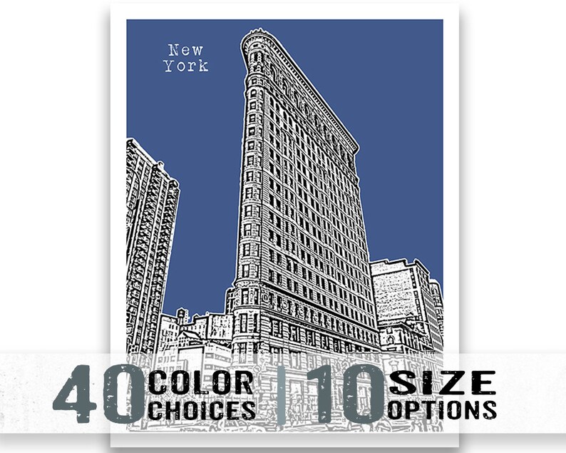 New York City Flatiron Building Skyline Poster Art Print - Etsy