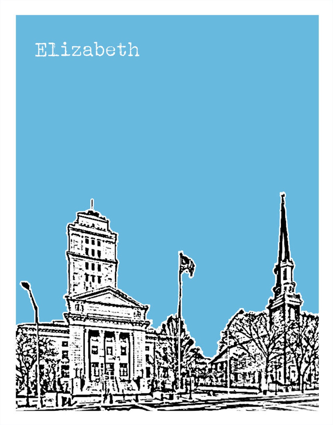 Elizabeth New Jersey Poster Print Art NJ Skyline Item T3032 - Etsy