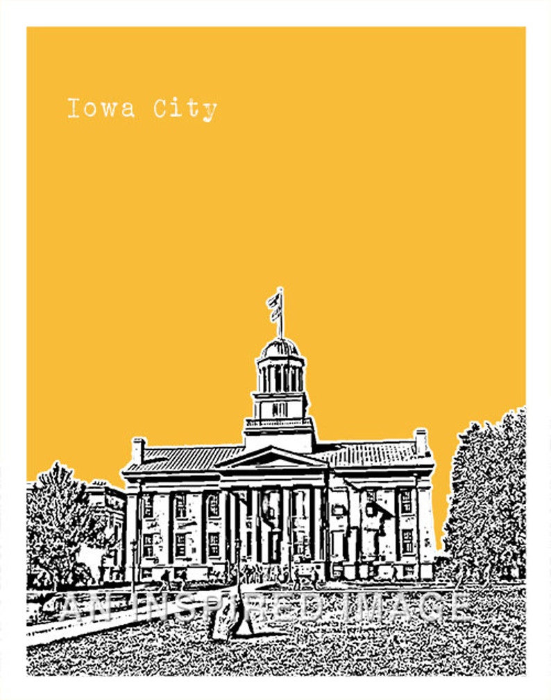 Iowa City Poster Art Skyline Print Iowa IA Item T4589 - Etsy