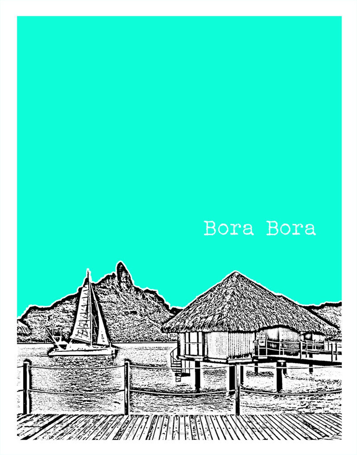 Bora Bora Poster City Skyline Art French Polynesia Item T4465 - Etsy