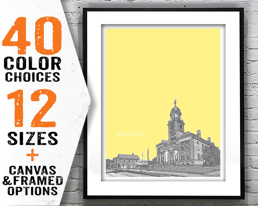 Warwick Poster Rhode Island Skyline Art Print RI - Etsy