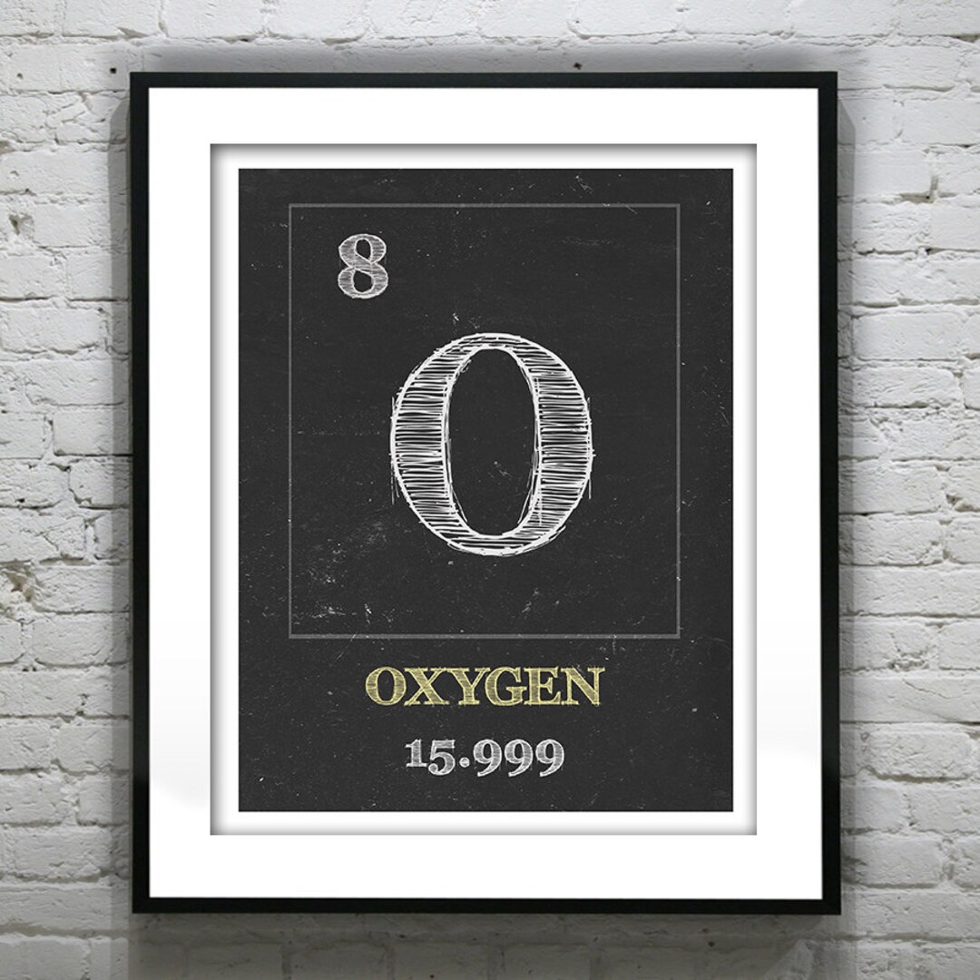 Periodic Table Oxygen Poster Art Print Periodic Table of Elements O 8 ...