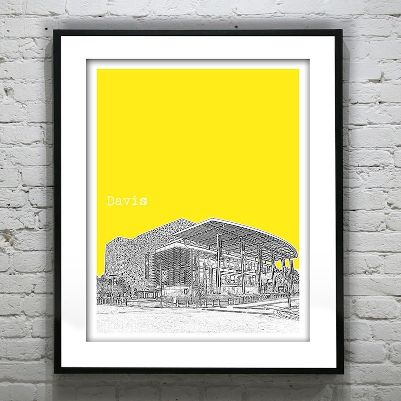 Davis California Skyline Poster Art Print Davis CA Item T2501 - Etsy
