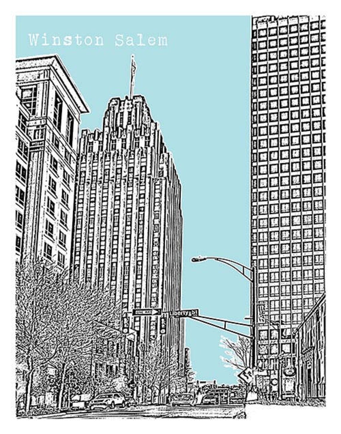 Winston-salem Art Print Poster Original North Carolina NC Item | Etsy