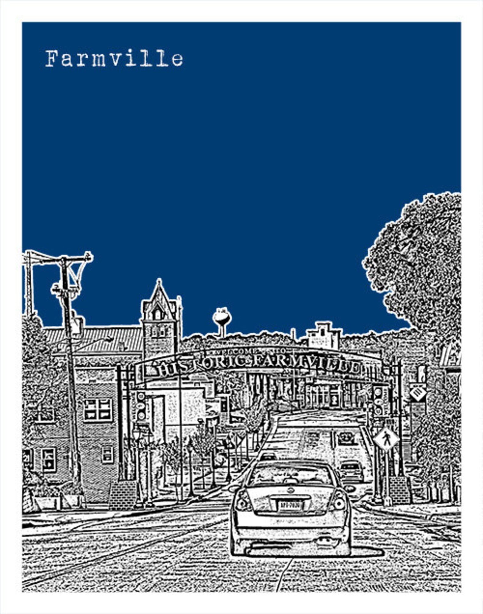 Farmville Virginia Poster Art City Skyline Print VA - Etsy