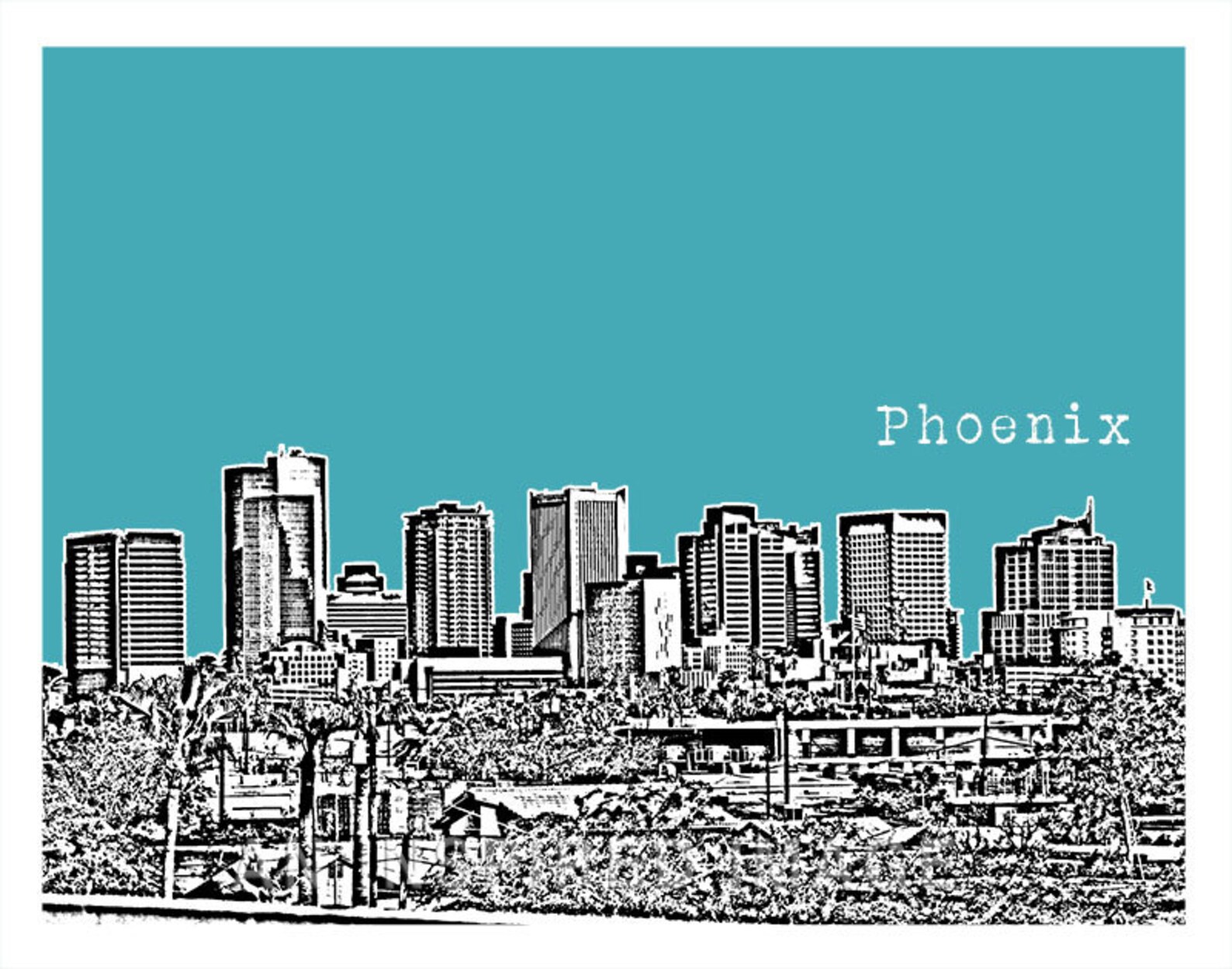 Phoenix Arizona Poster Print Art Skyline Item T4594 | Etsy