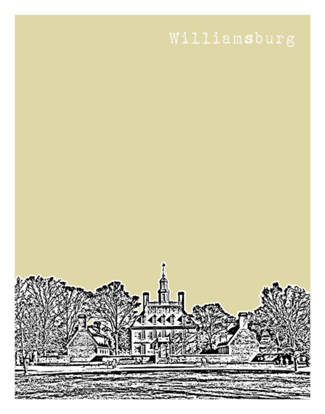 Williamsburg Virginia Poster Art Skyline Print Colonial Williamsburg ...