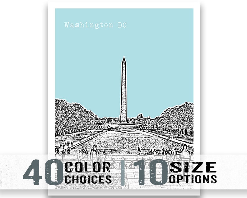 Washington DC Poster Art Skyline Print Washington Monument | Etsy