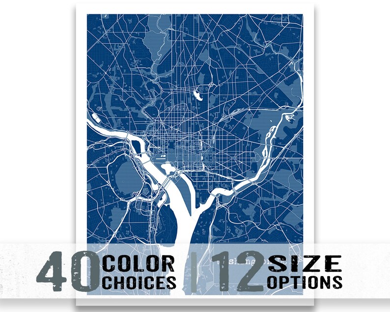 Washington D.C. Blueprint Map Poster Art Print Several Sizes Available ...