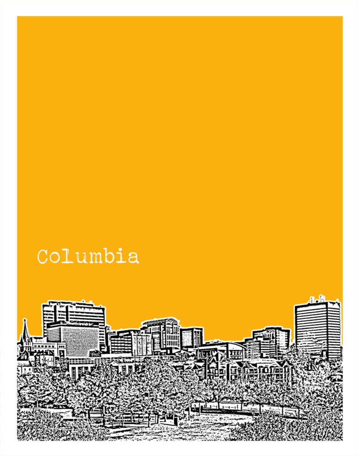 Columbia South Carolina Skyline Poster Art Print Image | Etsy