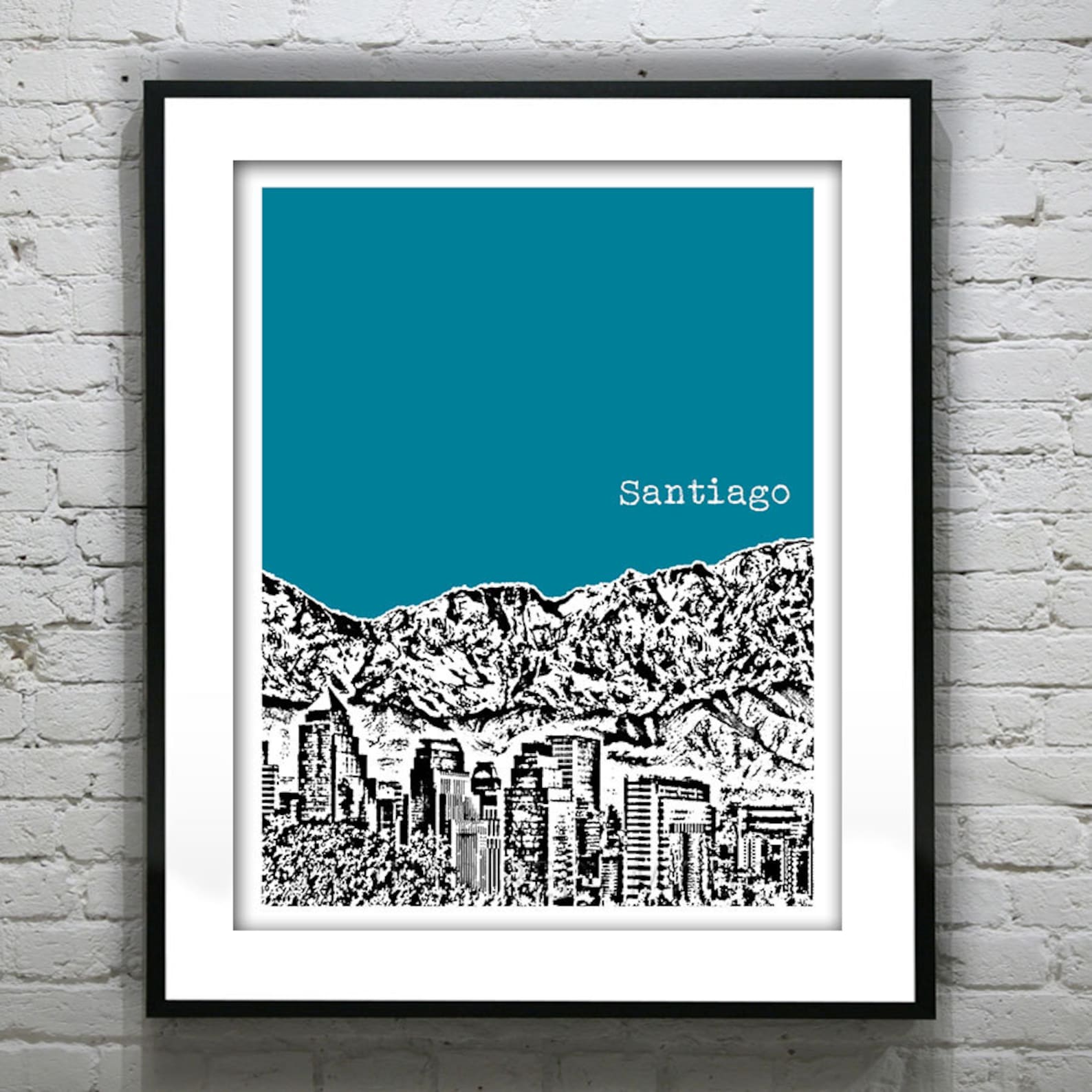 Santiago Chile Poster Print Skyline Art South America - Etsy