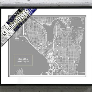 Seattle Washington Blueprint Map Poster Art Print Several Sizes ...