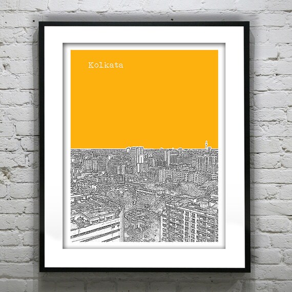 Kolkata Calcutta Skyline Poster Art Print India Version 2 | Etsy