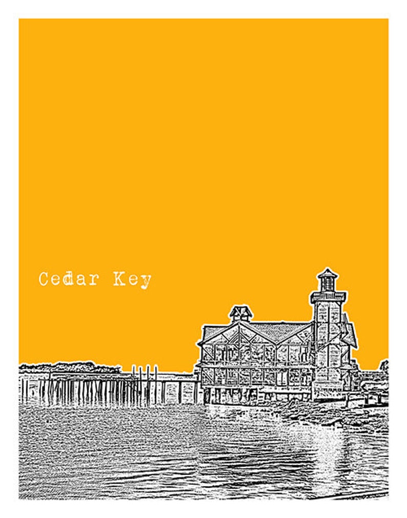 Cedar Key Florida Skyline Poster Art Print Image Item T1075 - Etsy