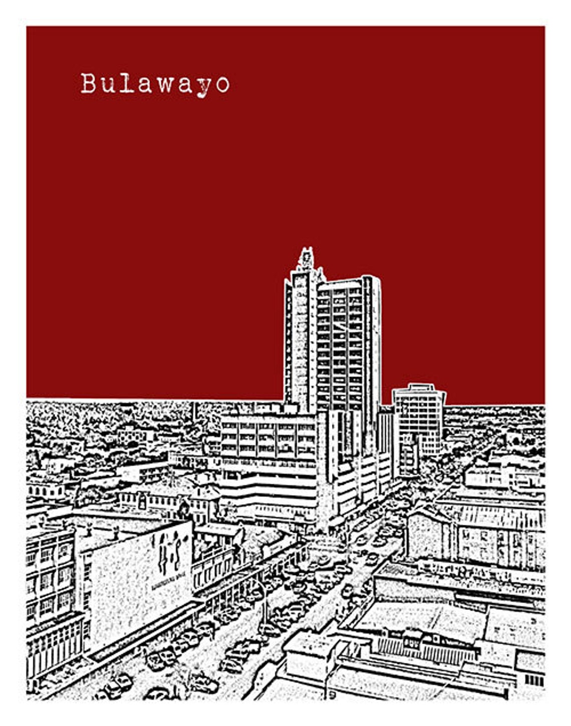 Bulawayo Zimbabwe Skyline Art Print Poster Version 1 - Etsy