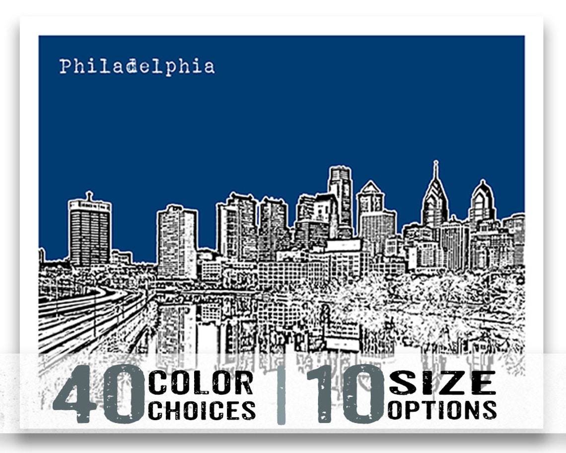 Philadelphia Pennsylvania Poster Art Skyline Print PA - Etsy