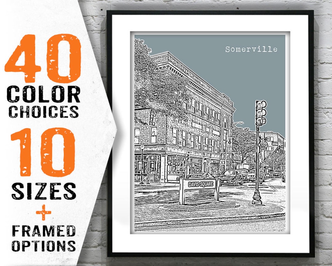 Somerville Davis Square Skyline Poster Art Print Somerville ...