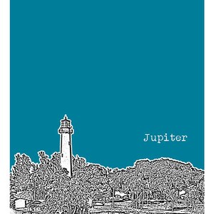 Jupiter Florida Skyline Poster Art Print Jupiter Lighthouse Florida FL ...