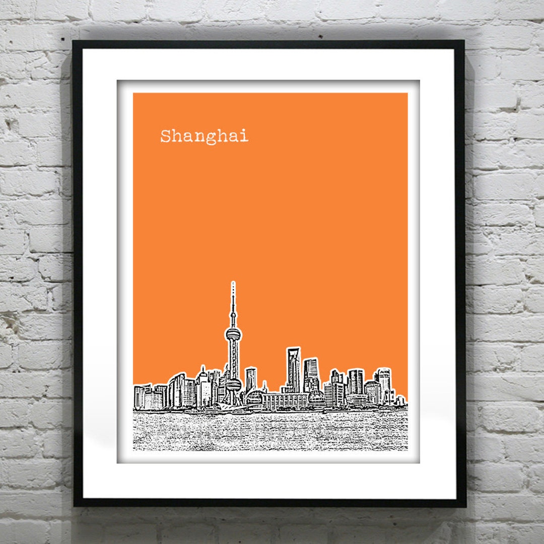 Shanghai China Poster Print Art City Skyline Item T4201 - Etsy